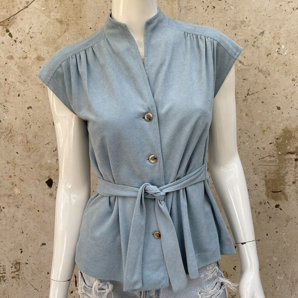 Patty O’Neil | Tops | Vintage Ice Blue 7s Belted Terry Topblouse Small ...